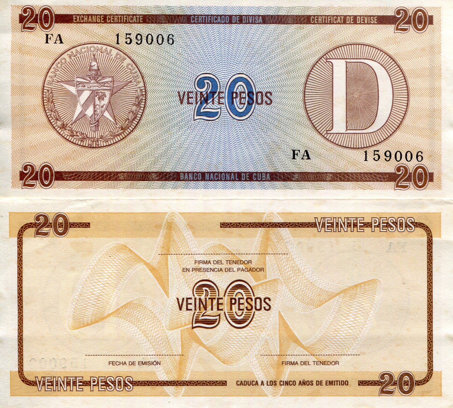 RWM | Cuba 20 Pesos XF (see large scan) pick #: FX36